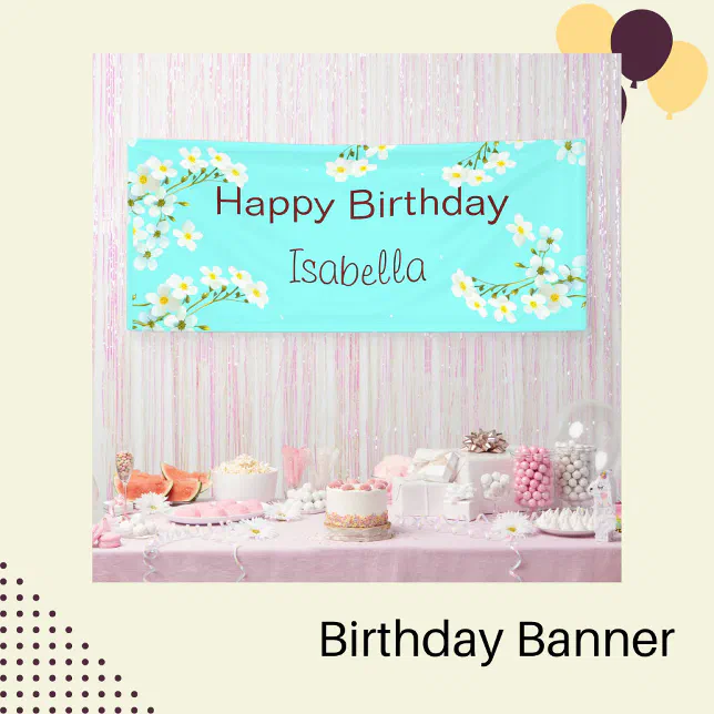 Aqua Blue Birthday Banner | Zazzle