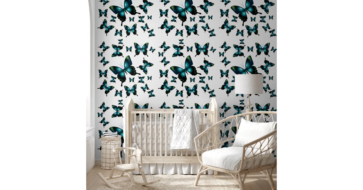 Aqua Blue Butterflies Wallpaper | Zazzle