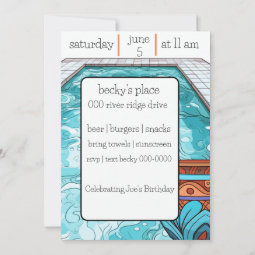 Aqua Blue Customizable Pool Party Invitation | Zazzle