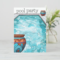 Aqua Blue Customizable Pool Party Invitation | Zazzle