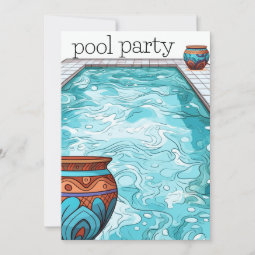 Aqua Blue Customizable Pool Party Invitation | Zazzle