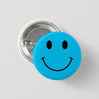 Aqua Blue Face Button | Zazzle