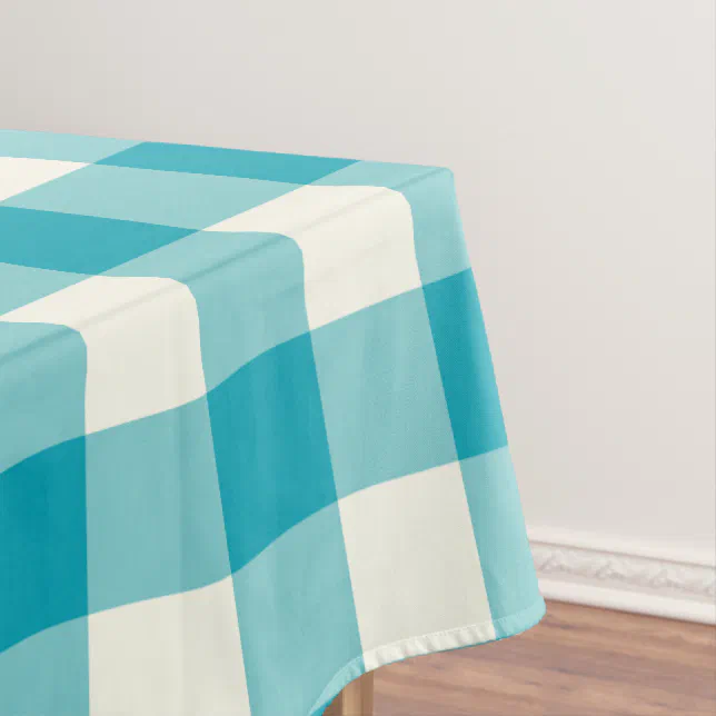 Aqua Blue Gingham / Buffalo Check Tablecloth | Zazzle