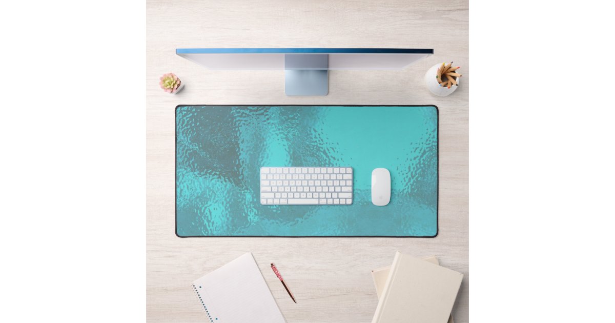 Aqua Blue Glass Desk Mat | Zazzle