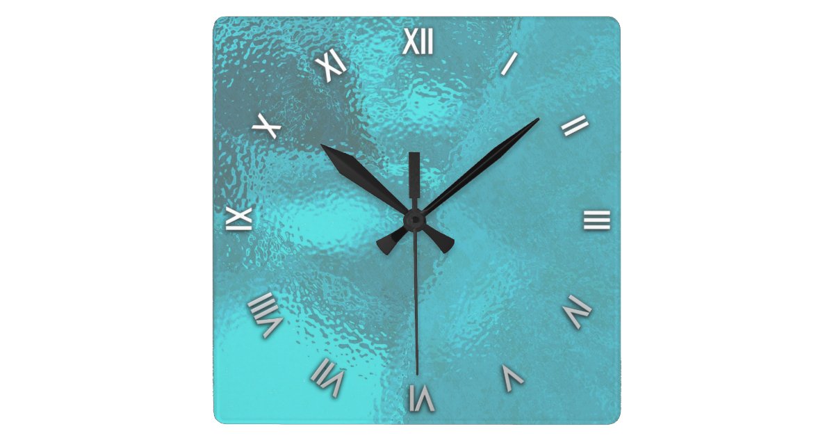 Aqua Blue Glass Look Wall Clock | Zazzle.com