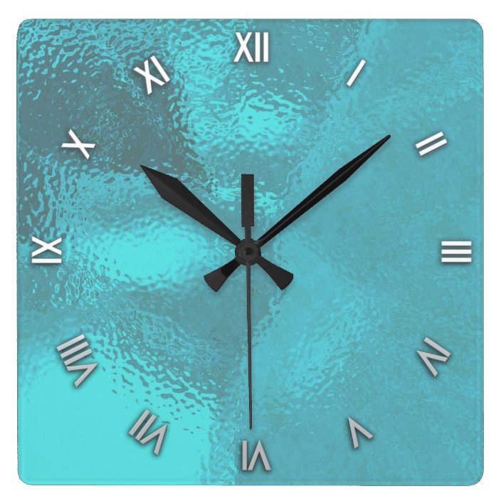 Aqua Blue Glass Look Wall Clock | Zazzle.com