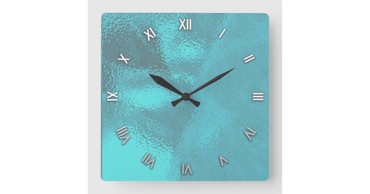 Aqua Blue Glass Look Wall Clock | Zazzle