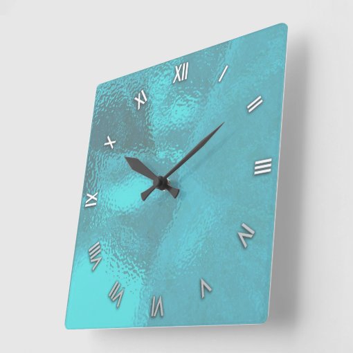 Aqua Blue Glass Look Wall Clock | Zazzle
