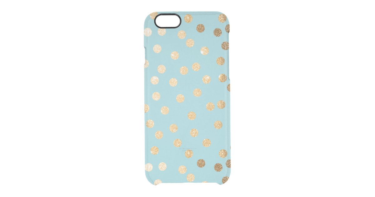 Aqua Blue Gold Glitter Dots Clear Phone Case | Zazzle