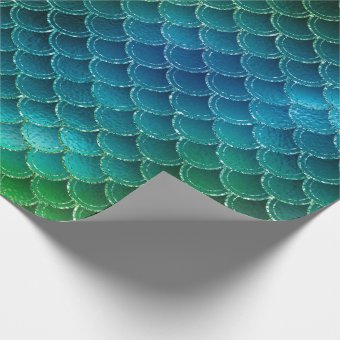 Aqua Blue Green Mermaid Scales Wrapping Paper | Zazzle