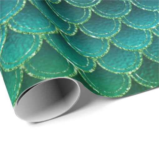 Aqua Blue Green Mermaid Scales Wrapping Paper | Zazzle