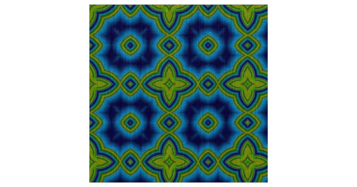 Aqua blue & green Moroccan geometric pattern Fabric | Zazzle