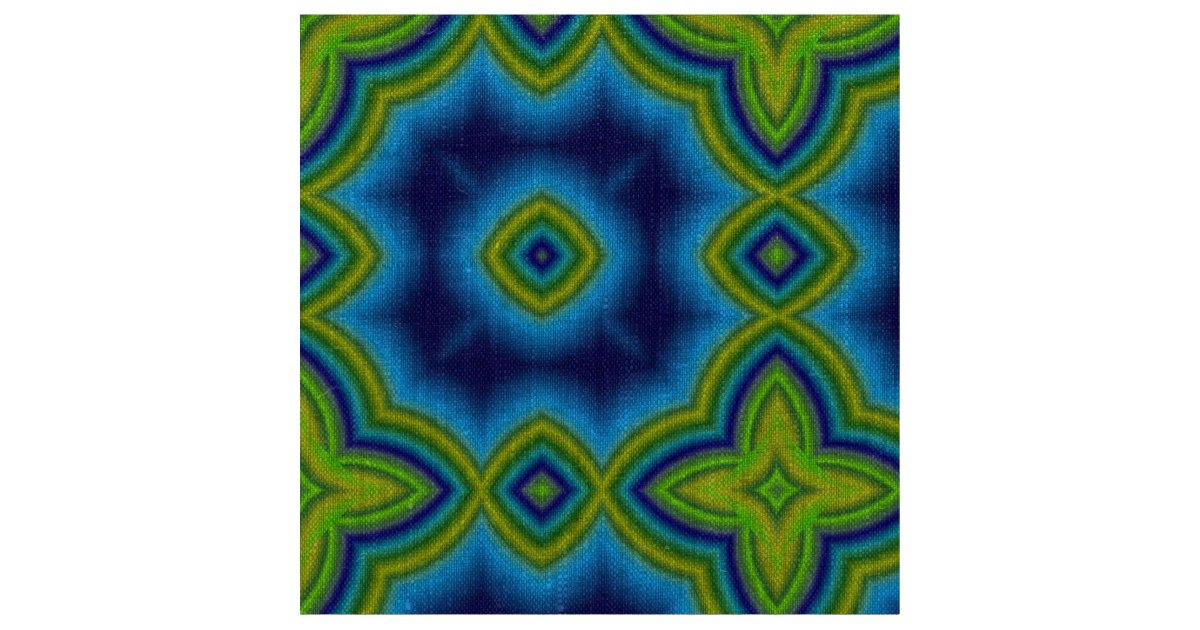 Aqua blue & green Moroccan geometric pattern Fabric | Zazzle