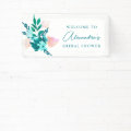 Aqua Blue Green Watercolor Floral Bridal Shower Banner | Zazzle