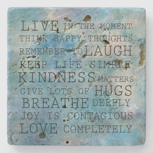Aqua Blue Inspirational Quotes Stone Coaster | Zazzle