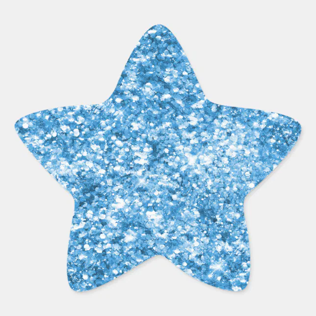 Aqua Blue Jewel Glitter Star Sticker | Zazzle