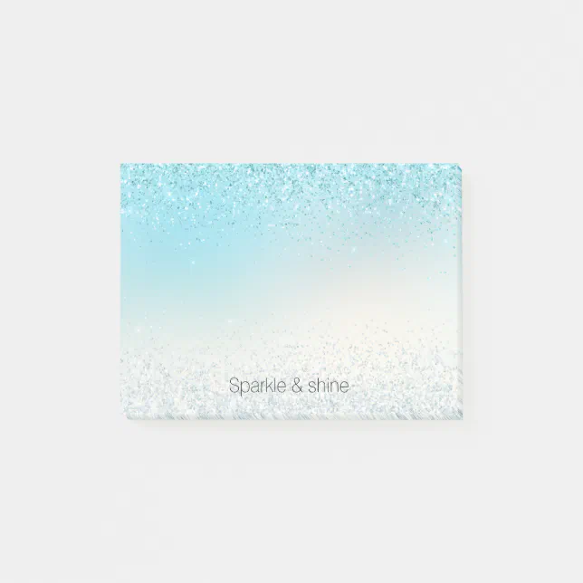 Aqua Blue Ombre Glitzy Sparkle Glitter Post-it Notes | Zazzle