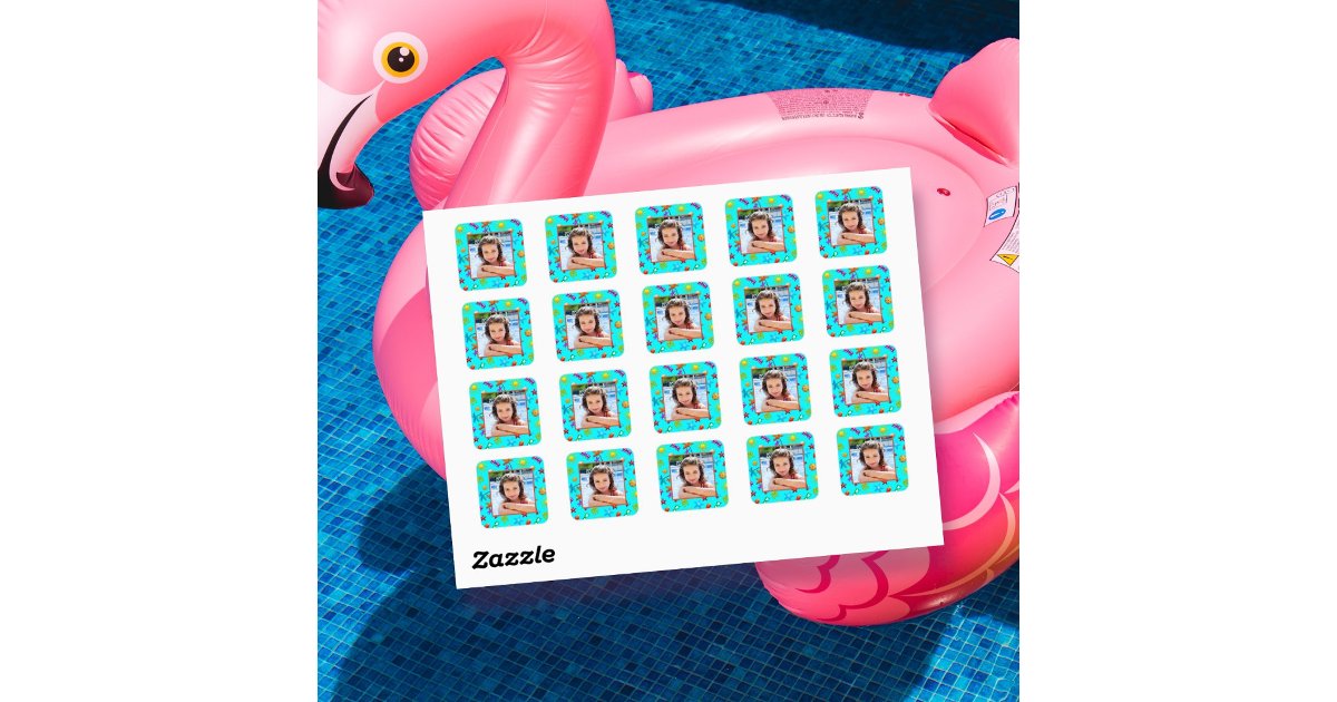 Aqua Blue Photo Stickers Summertime Pattern | Zazzle