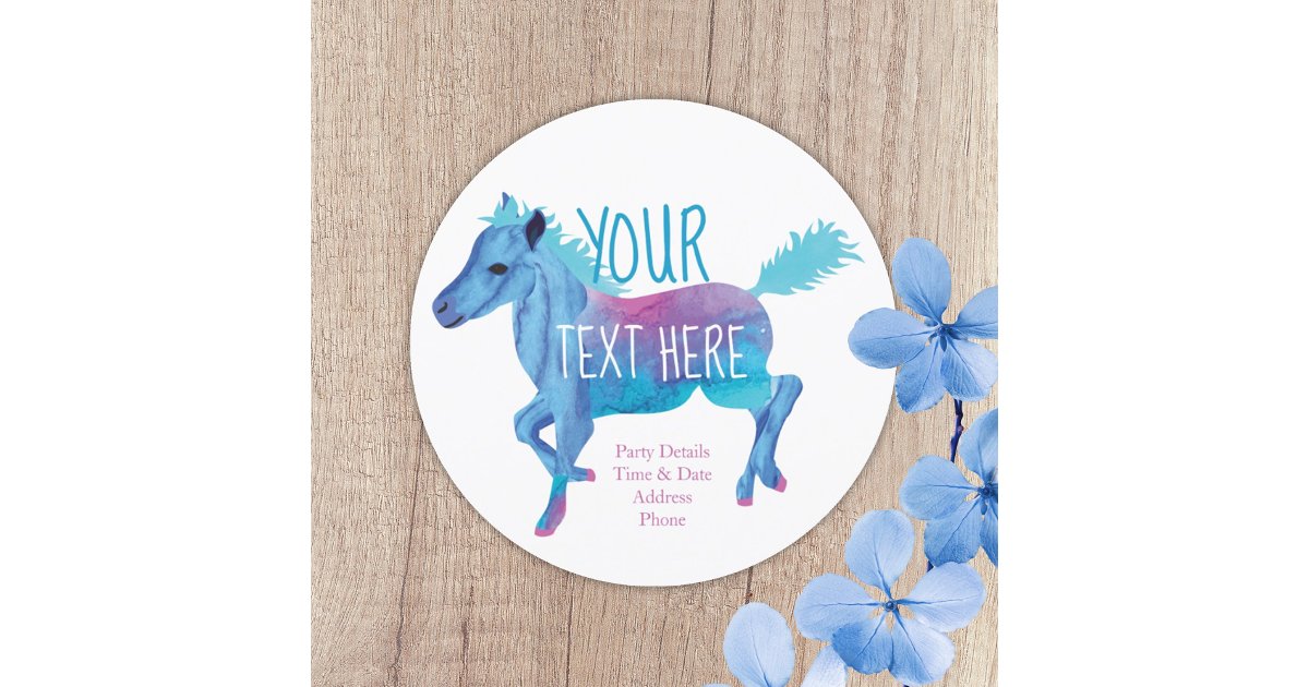 Aqua Blue Pink Pony Ride Birthday Party Invitation | Zazzle