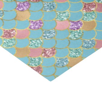 Aqua Blue Pink Purple Gold Glitter Mermaid Tissue Paper | Zazzle