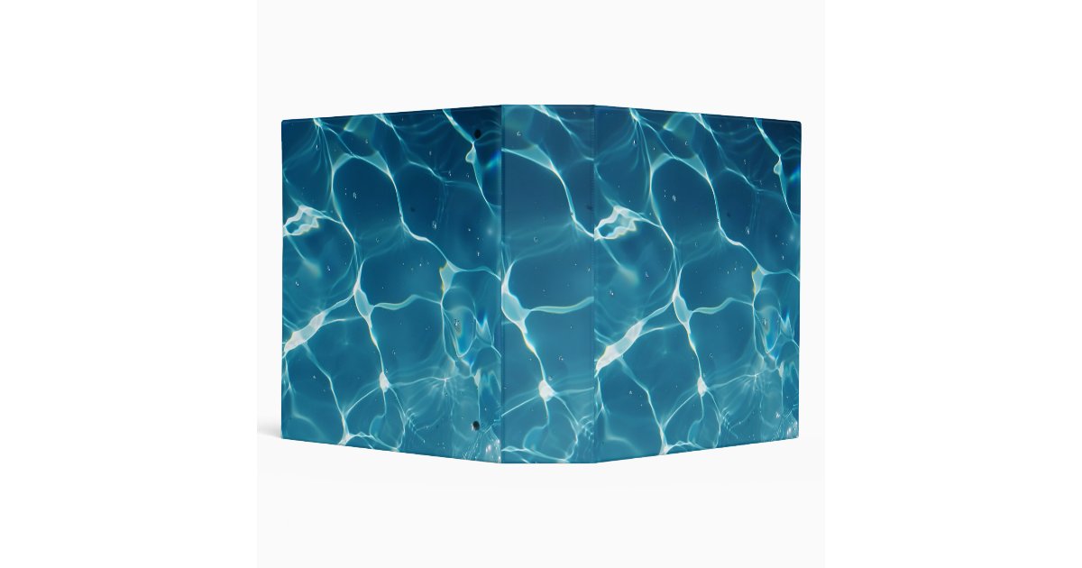 Aqua Blue Pool Water Pattern 3 Ring Binder | Zazzle