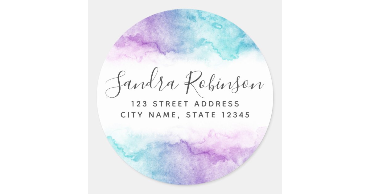 Aqua blue purple watercolor return address labels | Zazzle.com