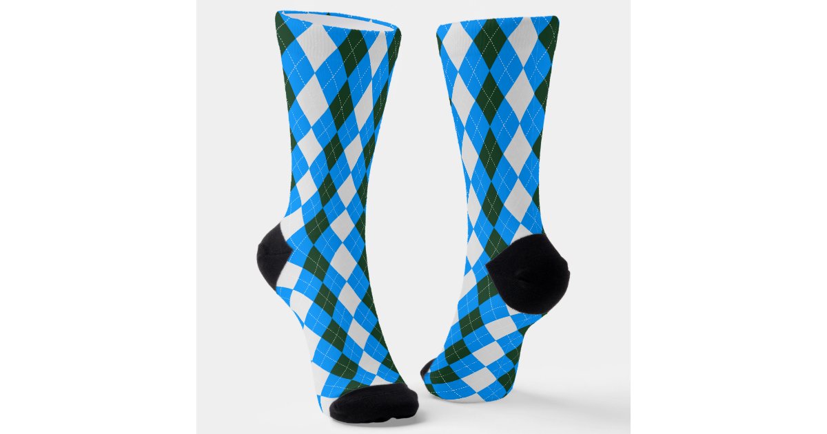 AQUA BLUE & RACING GREEN Argyle Pattern Socks | Zazzle