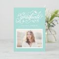 Aqua Blue Rustic Calligraphy Photo Graduation Invitation | Zazzle