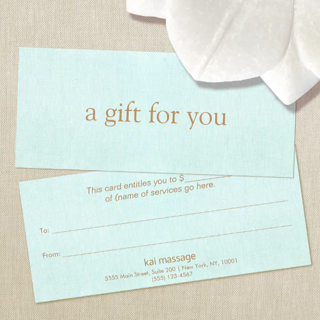 Aqua Blue Salon Spa Gift Certificate | Zazzle