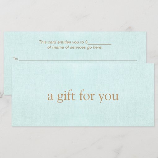 Aqua Blue Salon Spa Gift Certificate | Zazzle