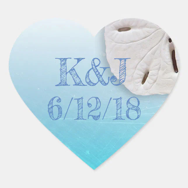 Aqua Blue Sand Dollar Seaside Wedding Stickers | Zazzle