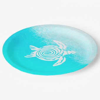 Aqua Blue Sea Turtle Paper Plates | Zazzle