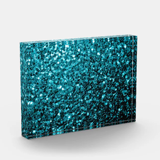Aqua blue shiny faux glitter sparkles award | Zazzle