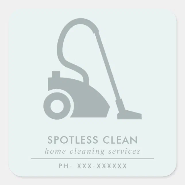 AQUA BLUE SIMPLE VACUUM CLEANER CLEANING SERVICE SQUARE STICKER | Zazzle