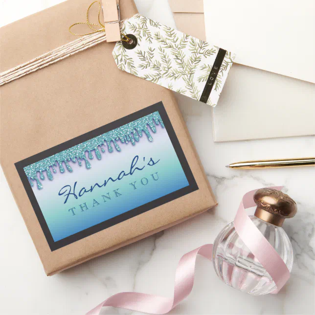 Aqua Blue Sparkle Drippy Drip Baby Shower Sticker | Zazzle