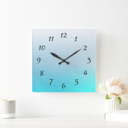 Aqua Blue Square Clock | Zazzle