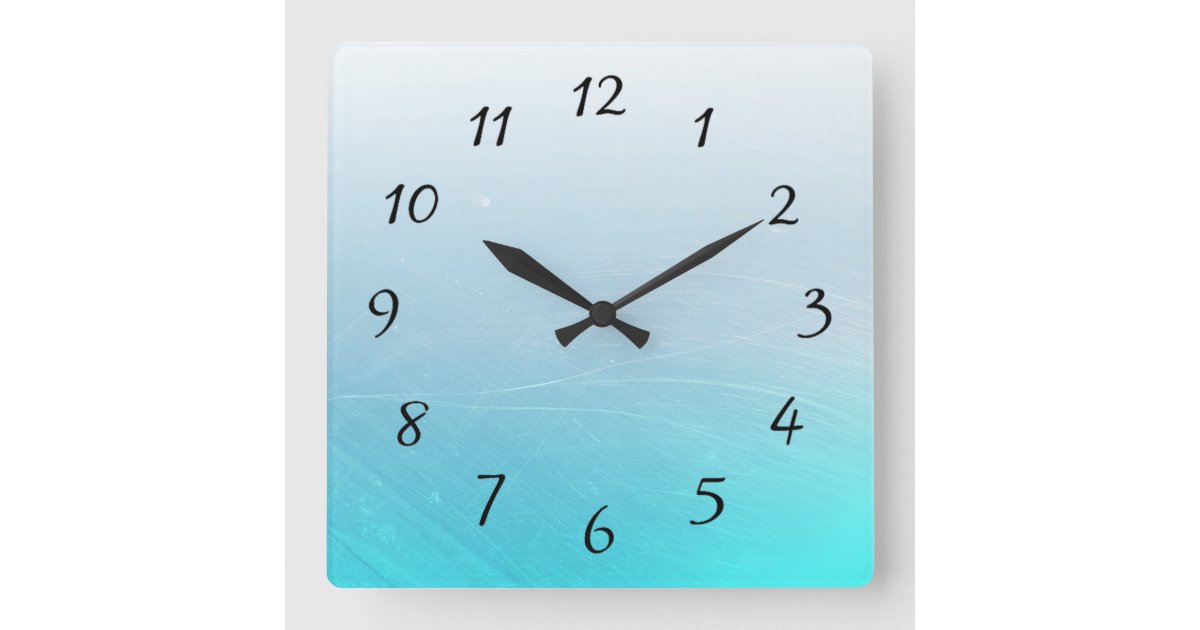 Aqua Blue Square Clock | Zazzle