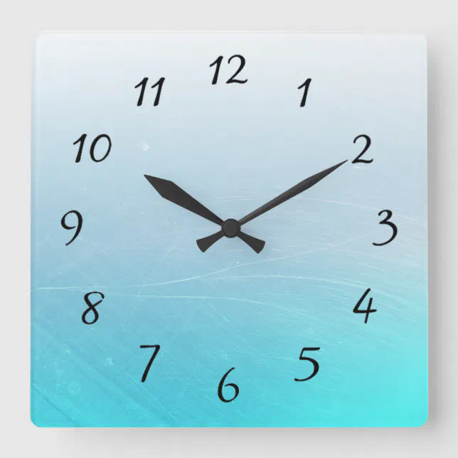 Aqua Blue Square Clock | Zazzle