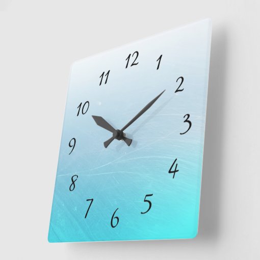 Aqua Blue Square Clock | Zazzle