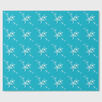 Aqua Blue Starfish Gift Wrap Paper Roll | Zazzle