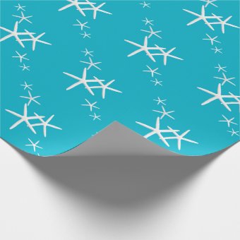 Aqua Blue Starfish Gift Wrap Paper Roll | Zazzle