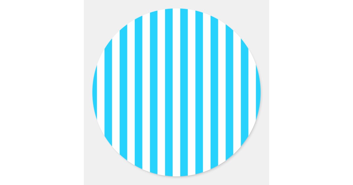 Aqua Blue Stripes Classic Round Sticker | Zazzle