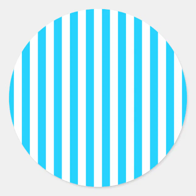Aqua Blue Stripes Classic Round Sticker | Zazzle