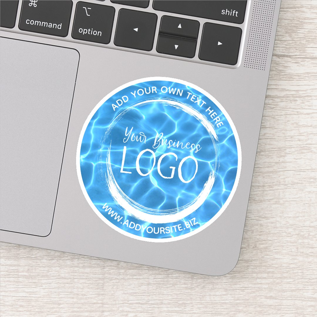 Aqua Blue Swimming Pool Business Logo Circle Sticker | Zazzle