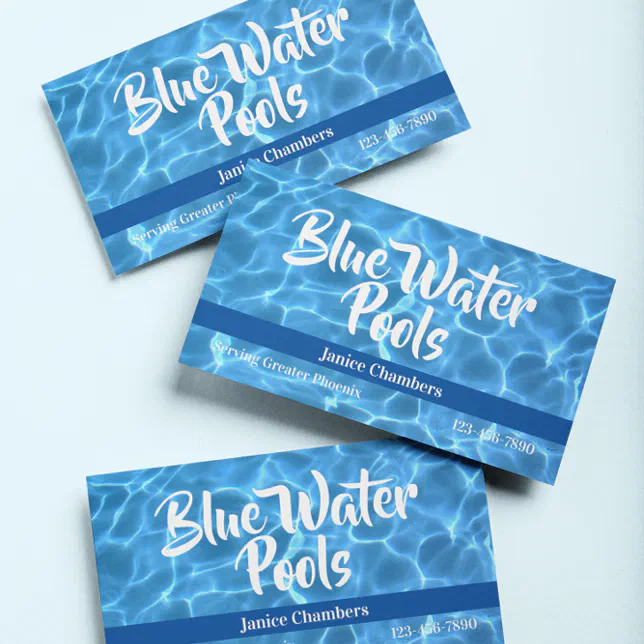 Aqua Blue Swimming Pool Photo Business Card | Zazzle