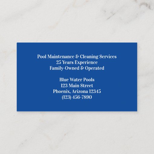 Aqua Blue Swimming Pool Photo Business Card | Zazzle