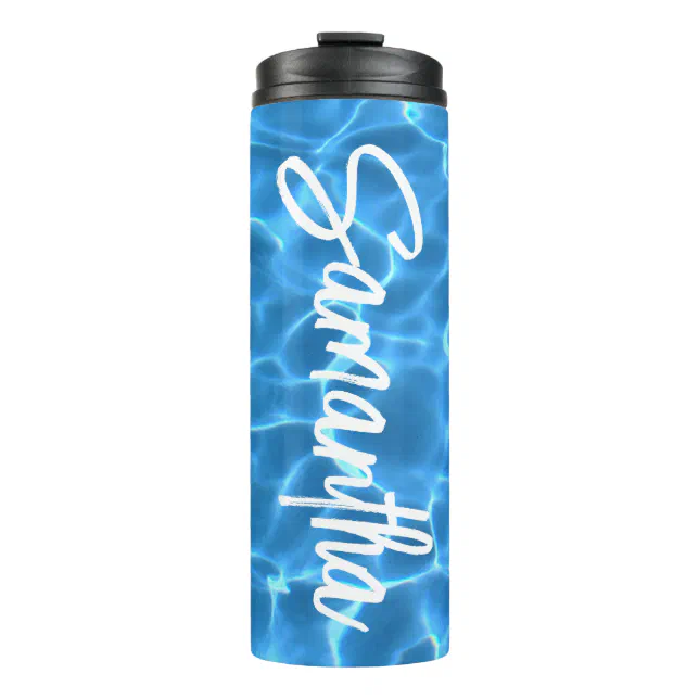 Aqua Blue Swimming Pool Photo Personalized Thermal Tumbler | Zazzle