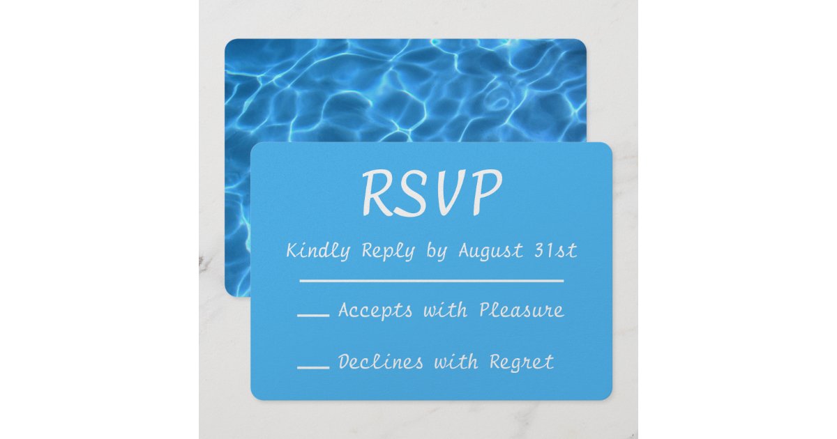 Aqua Blue Swimming Pool Photo RSVP Invitation | Zazzle