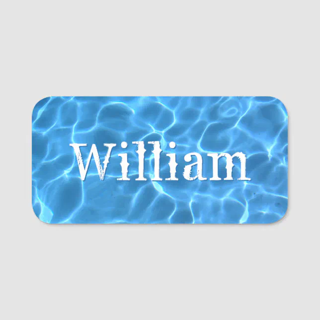 Aqua Blue Swimming Pool Water Photo Name Tag | Zazzle