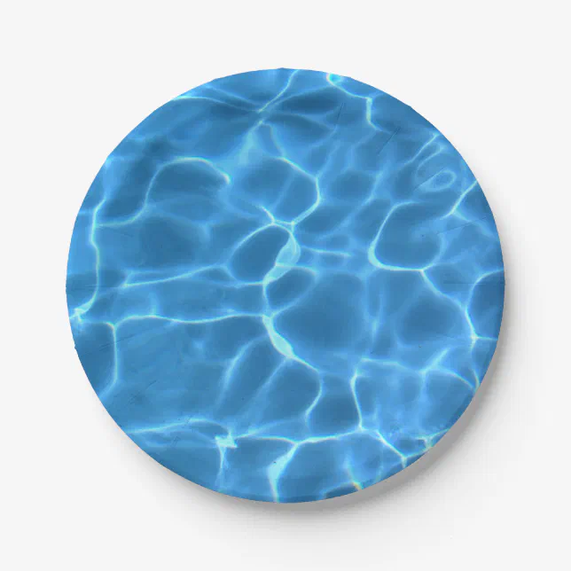 Aqua Blue Swimming Pool Water Photo Paper Plates | Zazzle